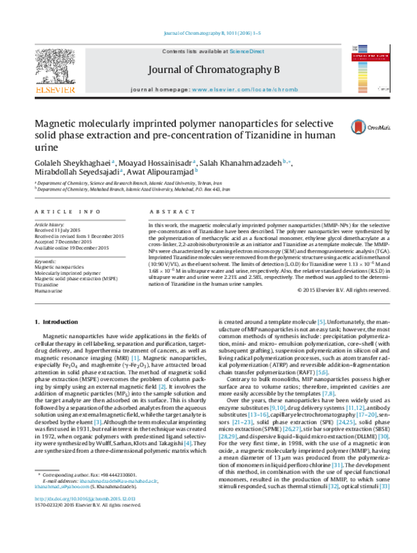 (PDF) Magnetic molecularly imprinted polymer nanoparticles for the solid-phase extraction of ...