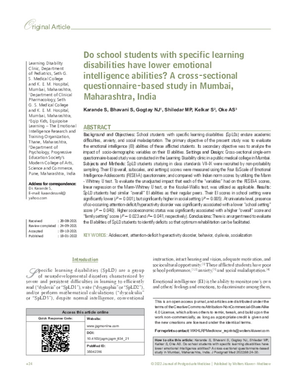 (PDF) Do school students with specific learning disabilities have lower ...