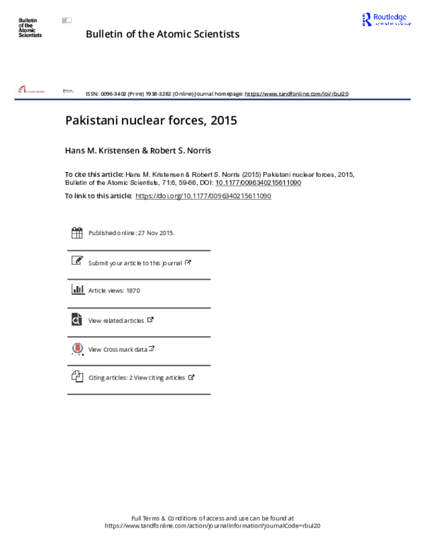 (PDF) Pakistani nuclear forces, 2015