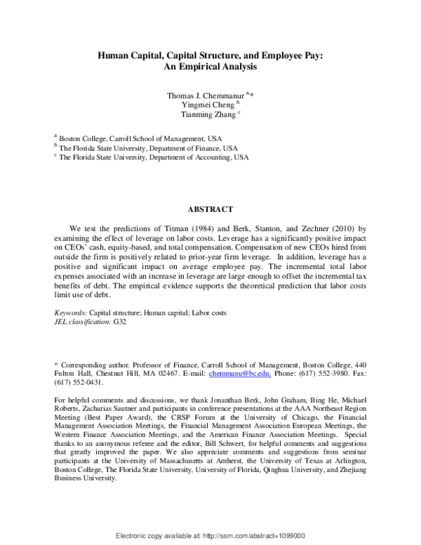 (PDF) Capital Structure and Employee Pay: An Empirical Analysis