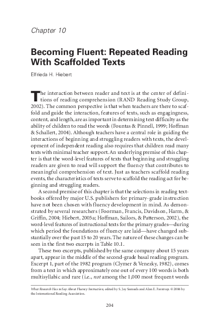 (PDF) Becoming Fluent: Repeated Reading with Scaffolded Texts