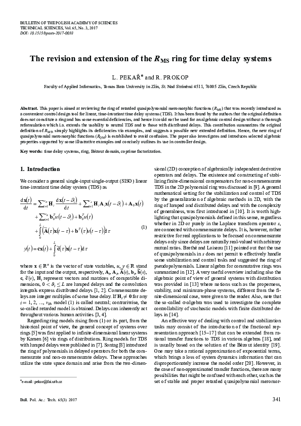 (PDF) The revision and extension of the RMS ring for time delay systems