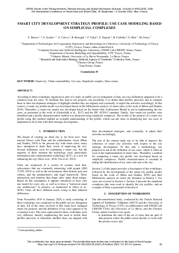 (PDF) Smart City Development Strategy Profile: Use Case Modeling Based on Simplicial Complexes