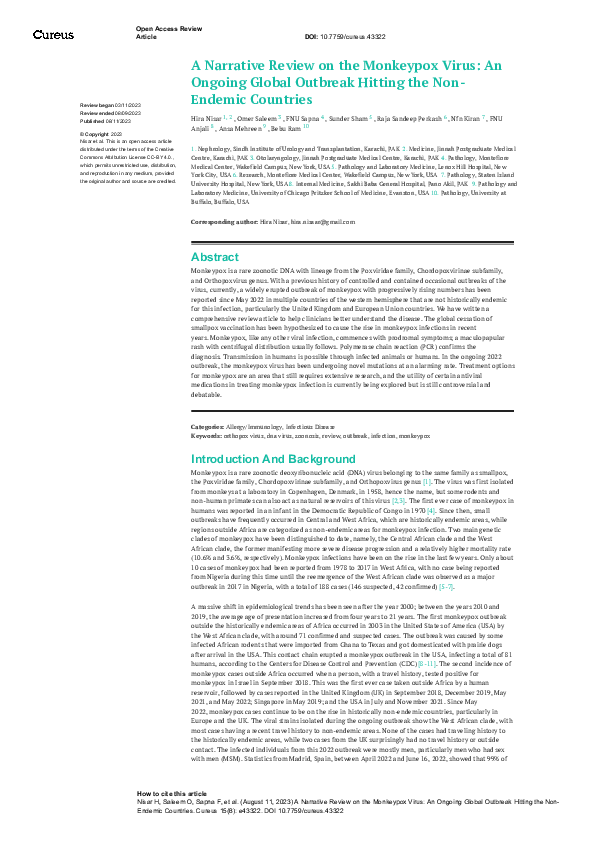 (PDF) A Narrative Review on the Monkeypox Virus: An Ongoing Global ...
