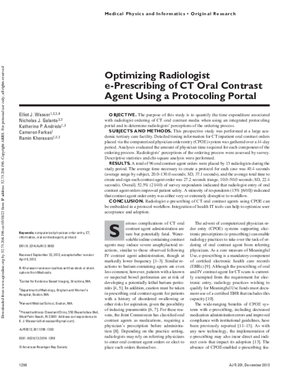 (PDF) Optimizing Radiologist e-Prescribing of CT Oral Contrast Agent ...