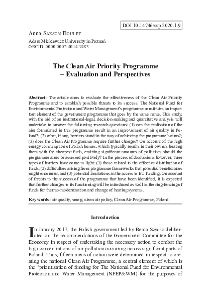 (PDF) The Clean Air Priority Programme – Evaluation and Perspectives ...
