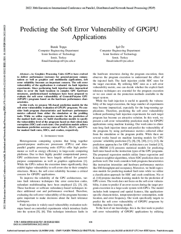 Pdf Predicting The Soft Error Vulnerability Of Gpgpu Applications 0973