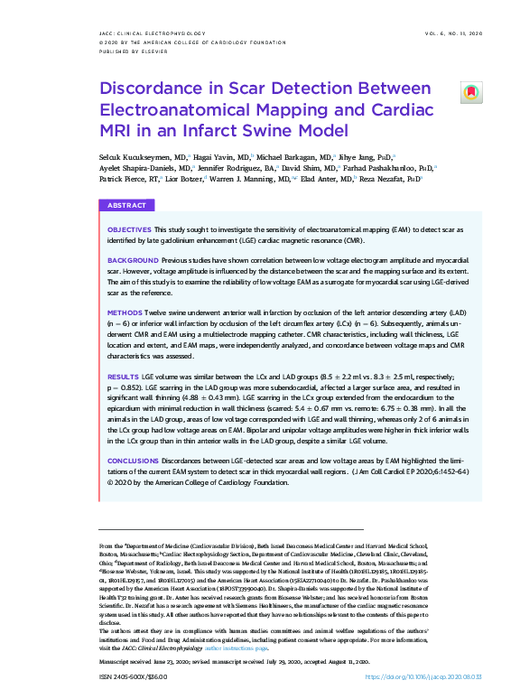 (PDF) Discordance in Scar Detection Between Electroanatomical Mapping and Cardiac MRI in an ...