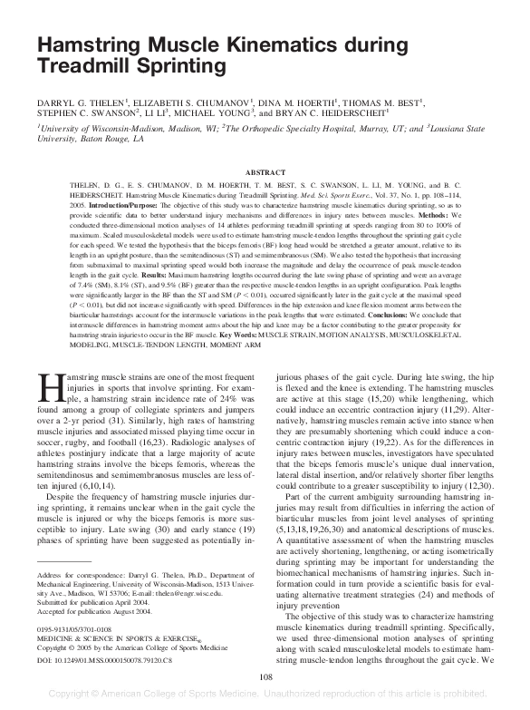 (PDF) Hamstring Muscle Kinematics during Treadmill Sprinting