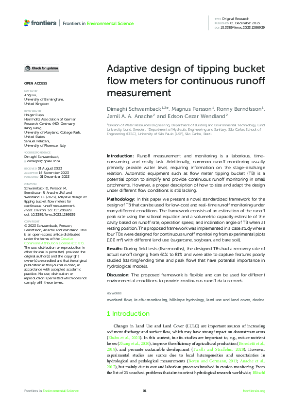 (PDF) Adaptive design of tipping bucket flow meters for continuous ...