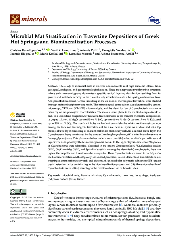 (PDF) Microbial Mat Stratification in Travertine Depositions of Greek Hot Springs and ...
