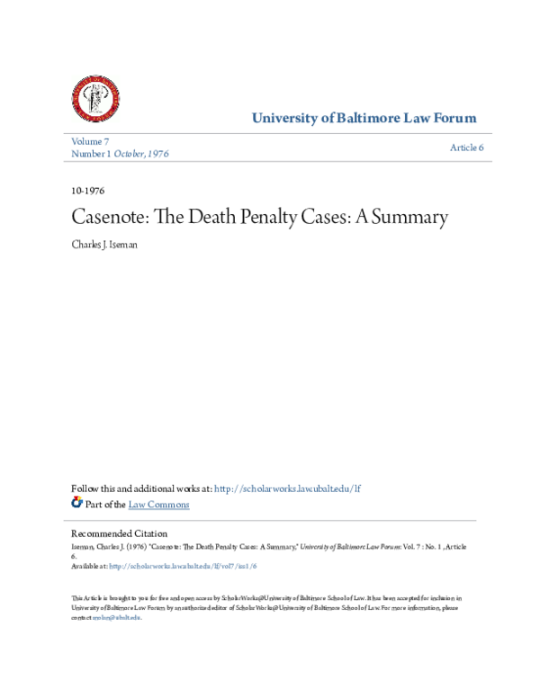 (PDF) Casenote: The Death Penalty Cases: A Summary