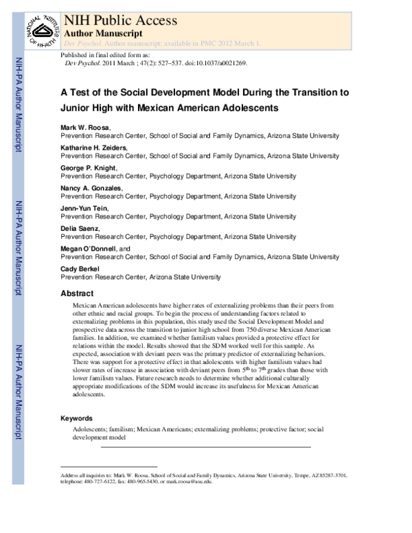 (PDF) A test of the social development model during the transition to ...