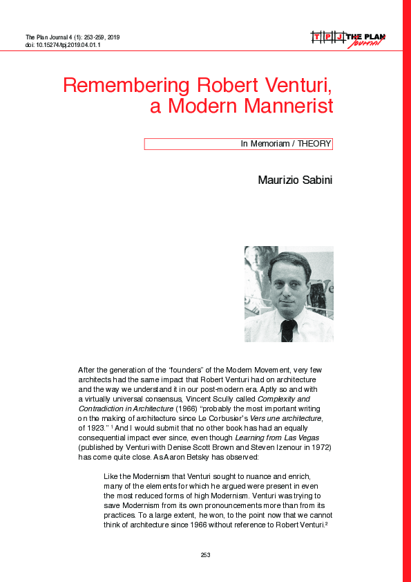 (PDF) Remembering Robert Venturi, a Modern Mannerist