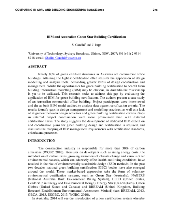 (PDF) BIM and Australian Green Star Building Certification