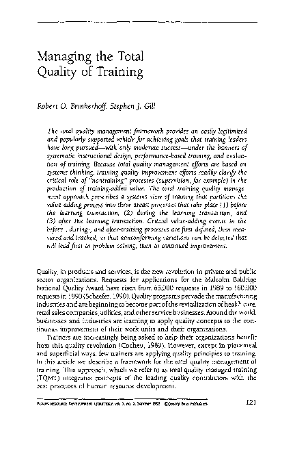 (PDF) Managing the total quality of training