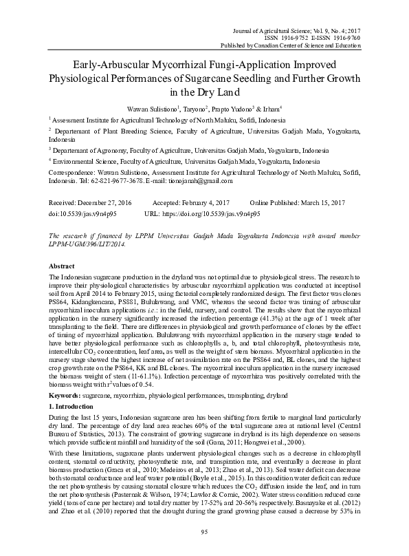 (PDF) Early-Arbuscular Mycorrhizal Fungi-Application Improved Physiological Performances of ...