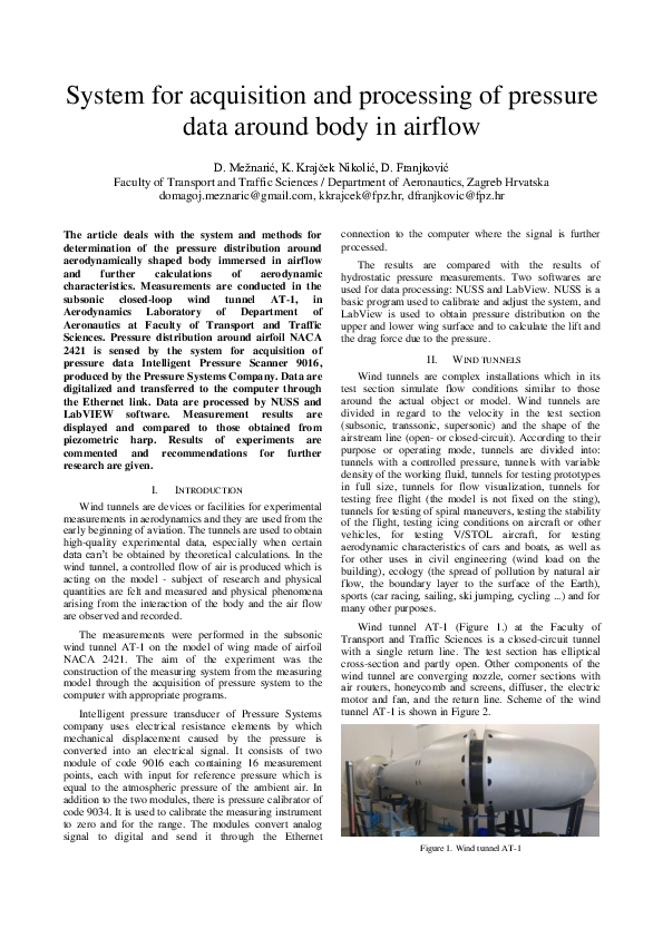 (PDF) System for acquisition and processing of pressure data around ...