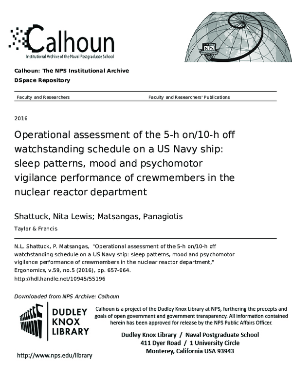 (PDF) Operational assessment of the 5-h on/10-h off watchstanding ...