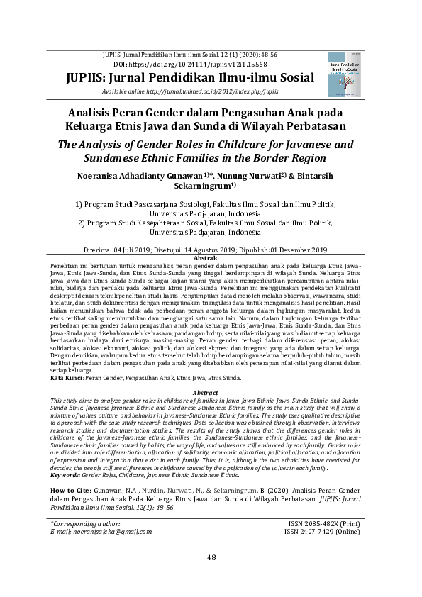 (PDF) Analisis Peran Gender dalam Pengasuhan Anak pada Keluarga Etnis ...