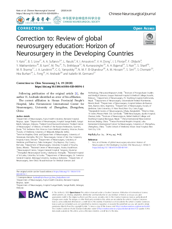 (PDF) Correction to: Review of global neurosurgery education: Horizon ...