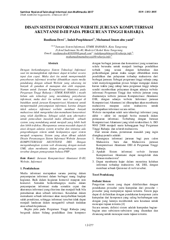 (PDF) Disain Sistem Informasi Website Jurusan Komputerisasi Akuntansi D ...