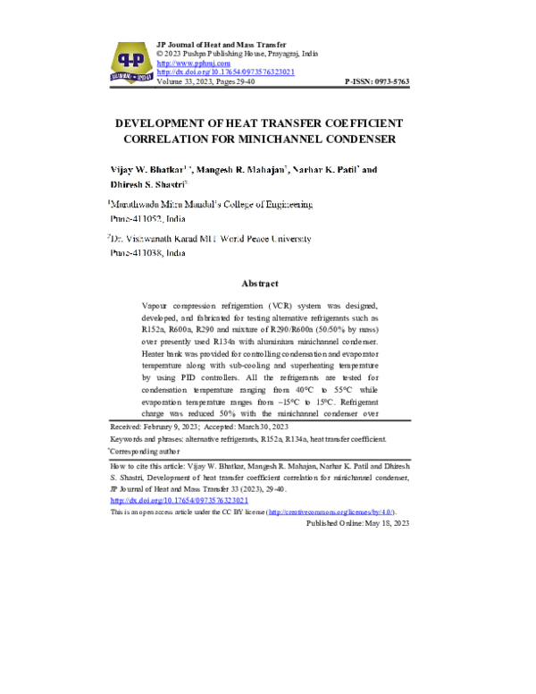 (PDF) Development of Heat Transfer Coefficient Correlation for ...