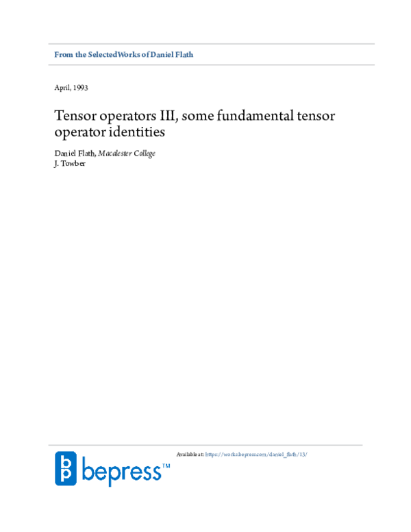 (PDF) Tensor operators III: Some fundamental tensor operator identities