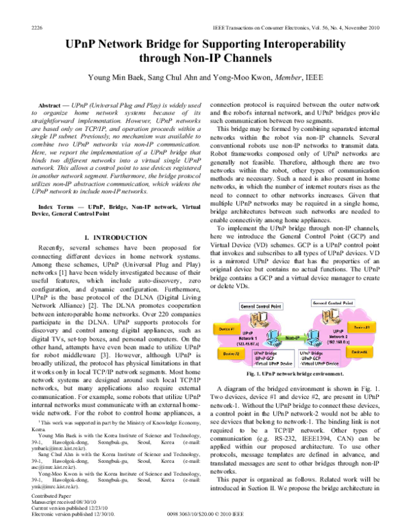 (PDF) UPnP network bridge for supporting interoperability through non ...