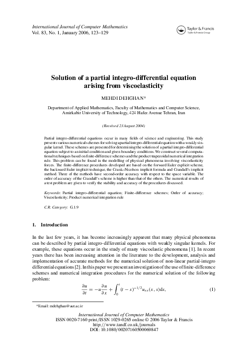 (PDF) Solution of Partial Integro-Differential Equations Using Two Dimensional Differential ...