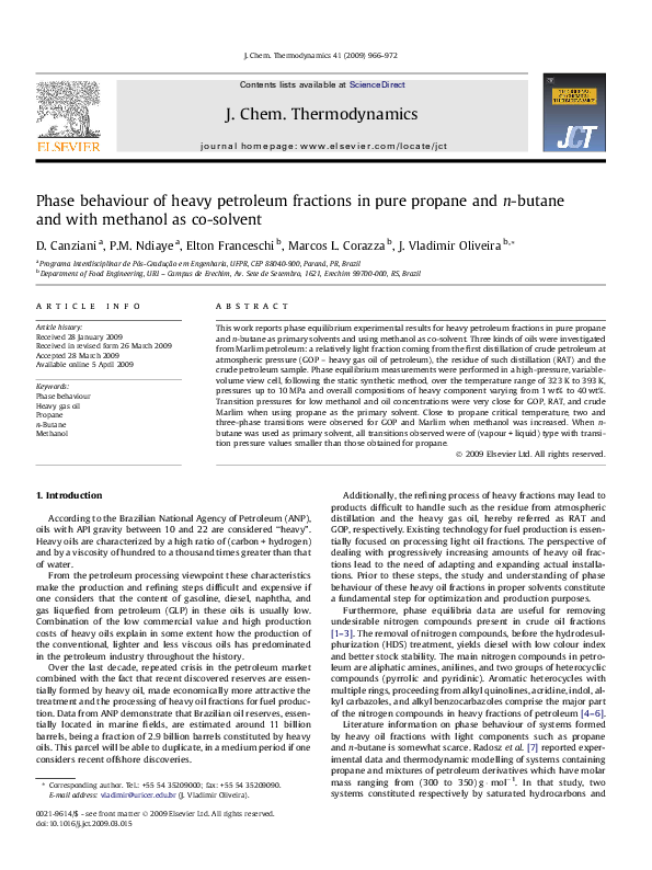 (PDF) Phase behaviour of heavy petroleum fractions in pure propane and ...