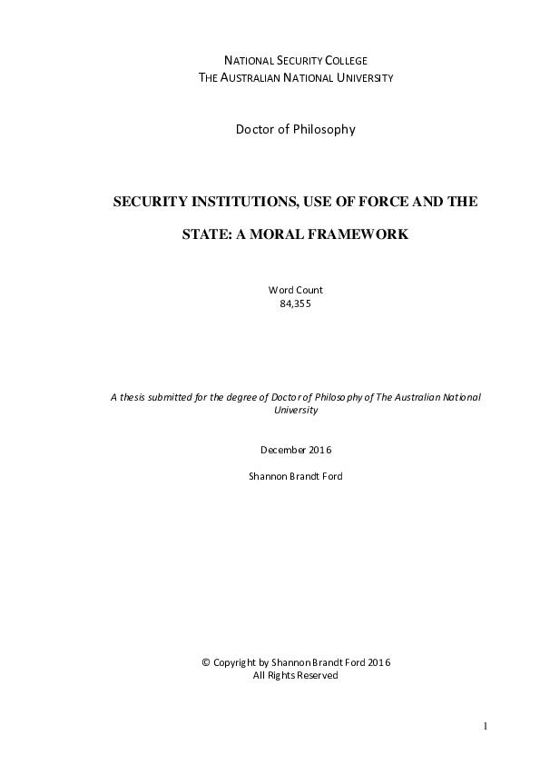 (PDF) Security Institutions, Use of Force and the State: A Moral Framework