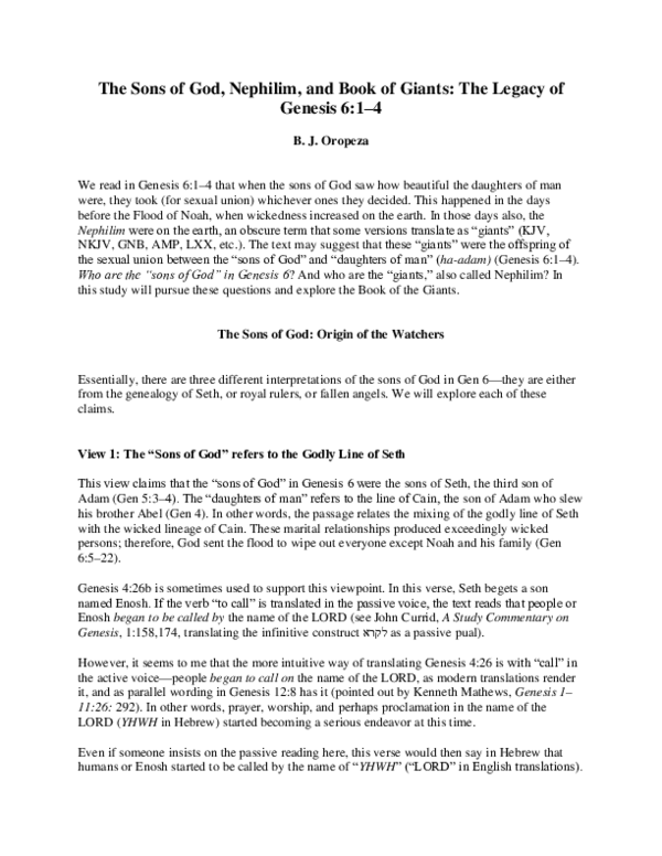 (PDF) The Nephilim, Sons of God, and Book of Giants: The Legacy of ...