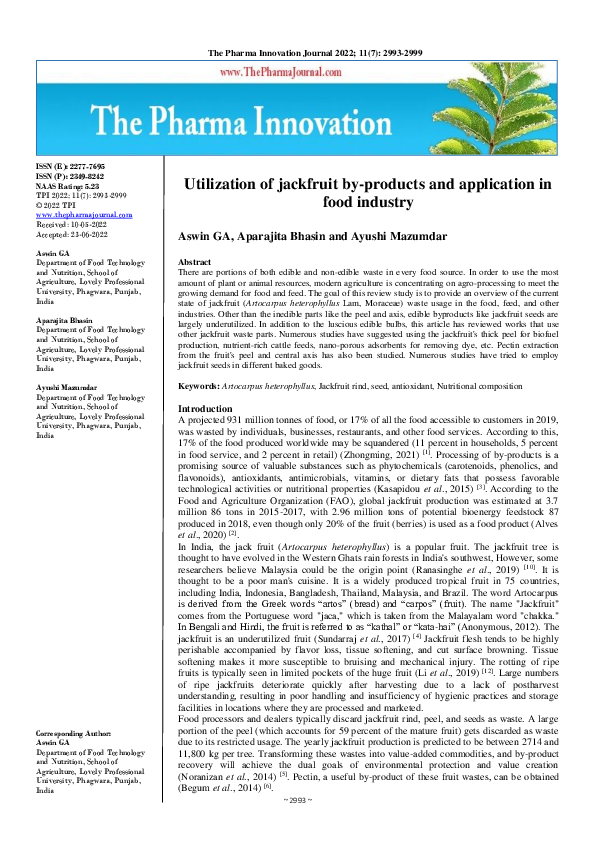 (PDF) Utilization of jackfruit by-products and application in food industry