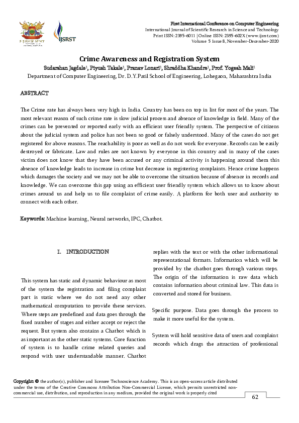 (PDF) Crime Awareness and Registration System