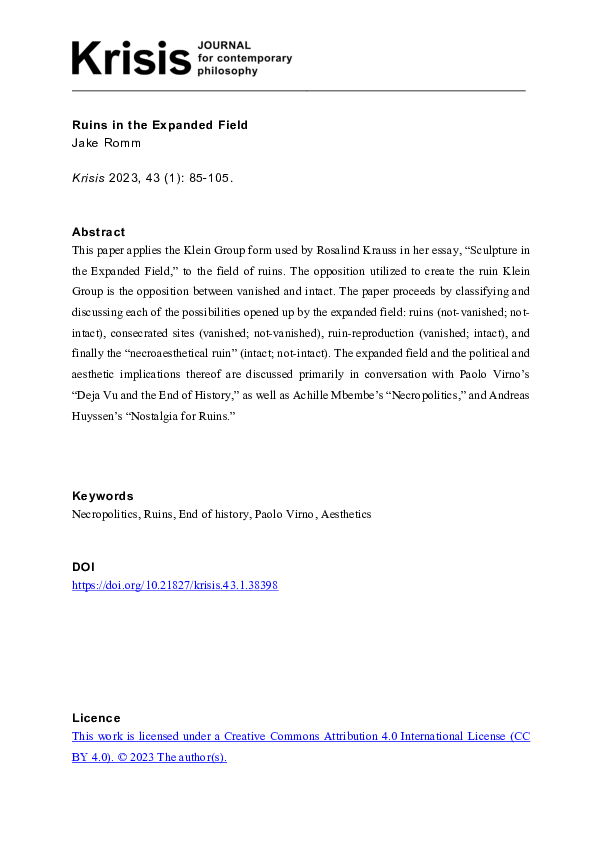 (PDF) Ruins in the Expanded Field | Jake Romm - Academia.edu