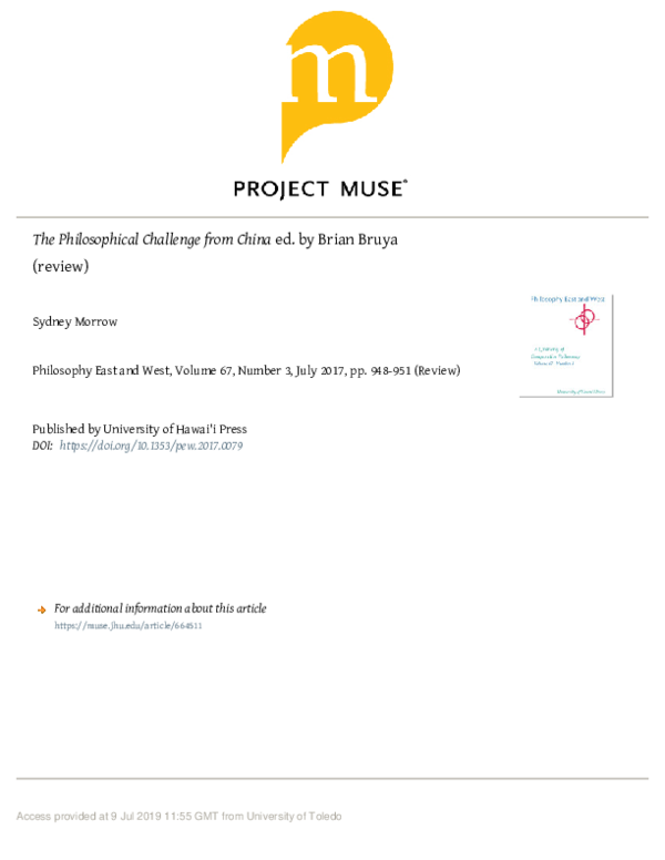 (PDF) The Philosophical Challenge from China ed. by Brian Bruya