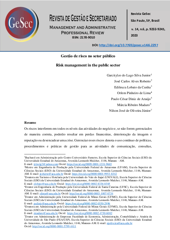 (PDF) Gestão de risco no setor público