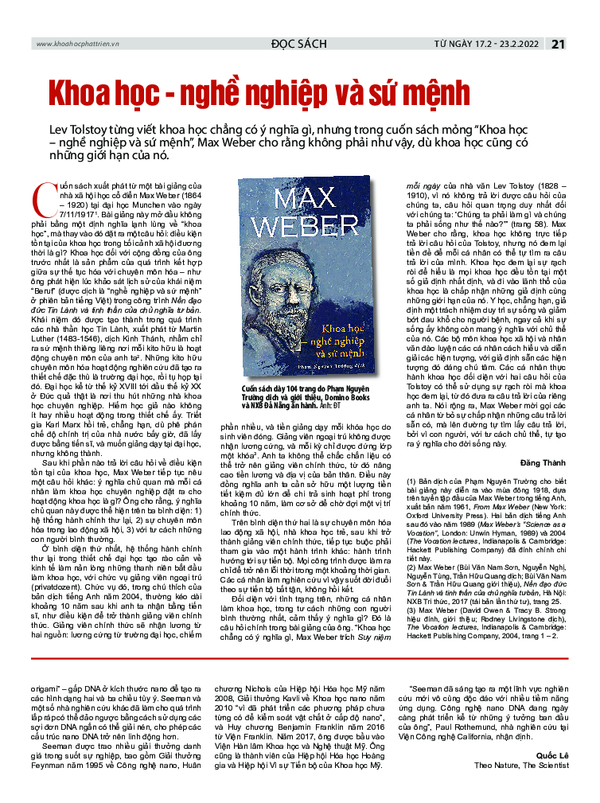 (PDF) Book Review: "Science as a Vocation"