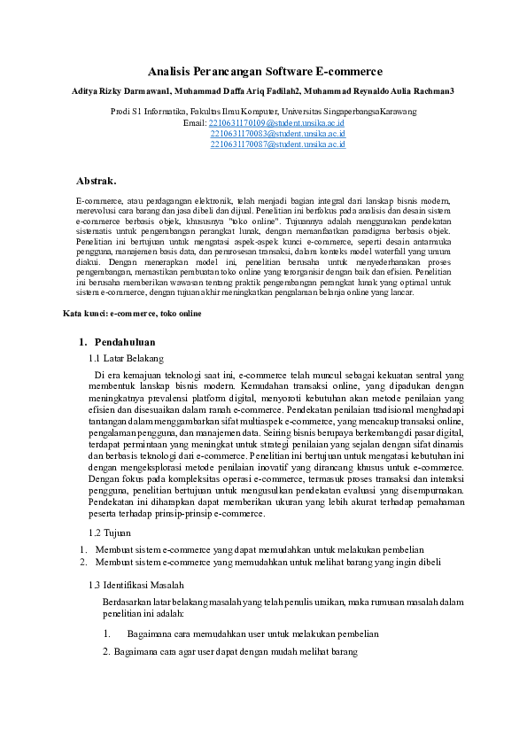 (PDF) Analisis Perancangan Software E-commerce