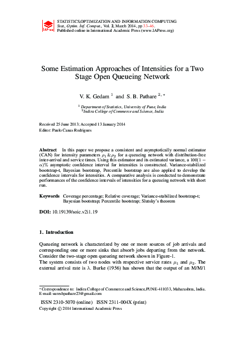 (PDF) Estimation of Intensities in Queueing Networks