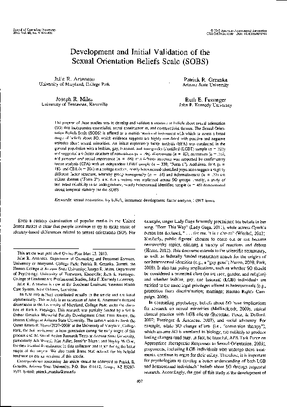 Pdf Development And Initial Validation Of The Sexual Orientation