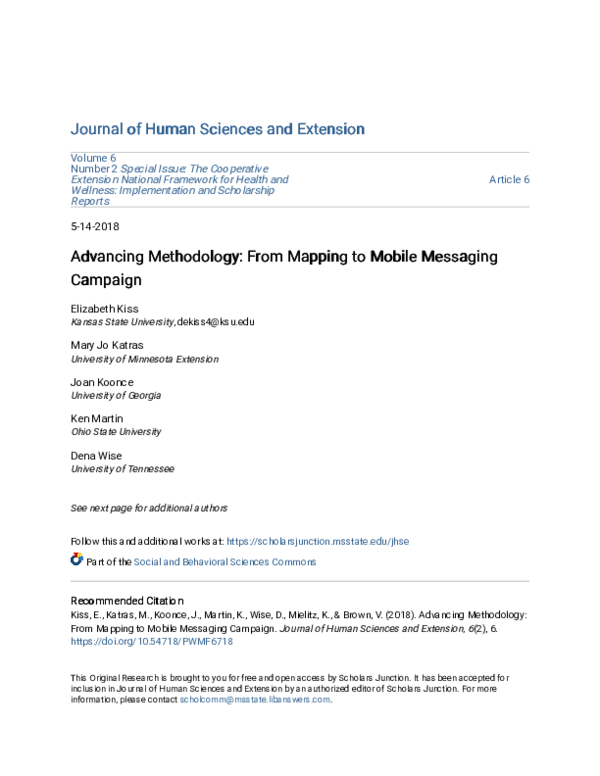 (PDF) Advancing Methodology: From Mapping to Mobile Messaging Campaign