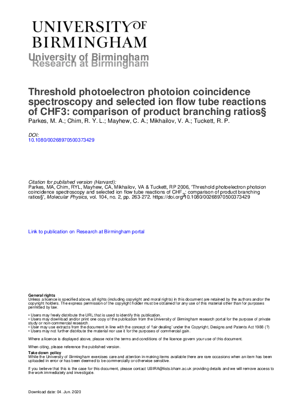 (PDF) Threshold photoelectron photoion coincidence spectroscopy and ...