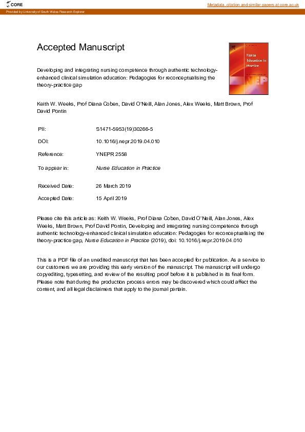 (PDF) Developing and integrating nursing competence through authentic technology-enhanced ...