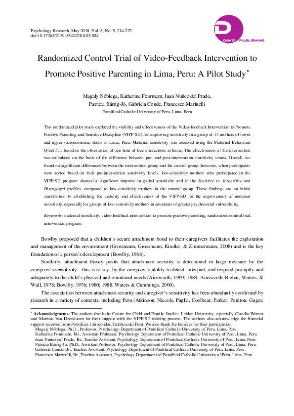 (PDF) Randomized Control Trial of Video-Feedback Intervention to ...