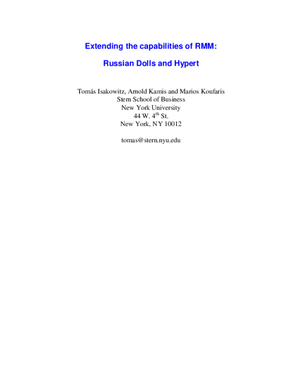 (PDF) Extending the capabilities of RMM: Russian dolls and hypertext | Arnold Kamis - Academia.edu