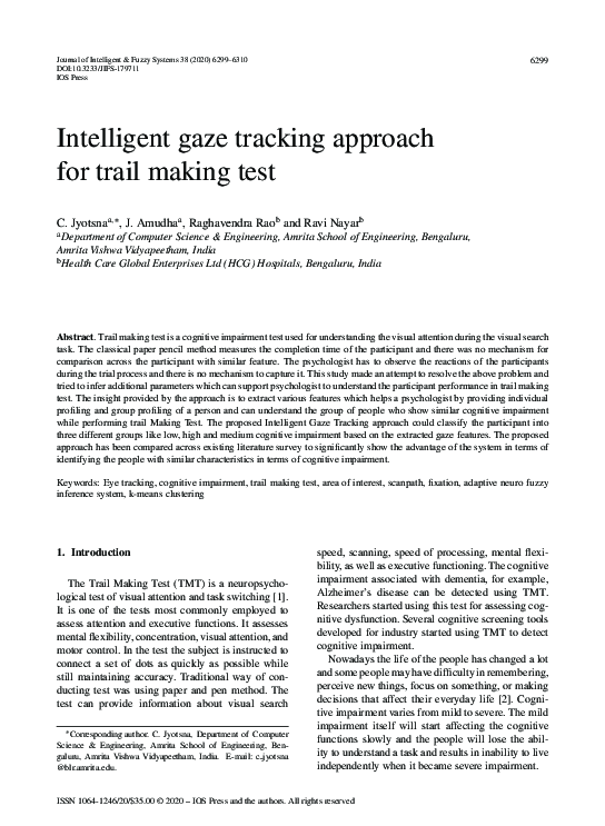 (PDF) Gaze Tracking for Enhanced Trail Making Test Assessments