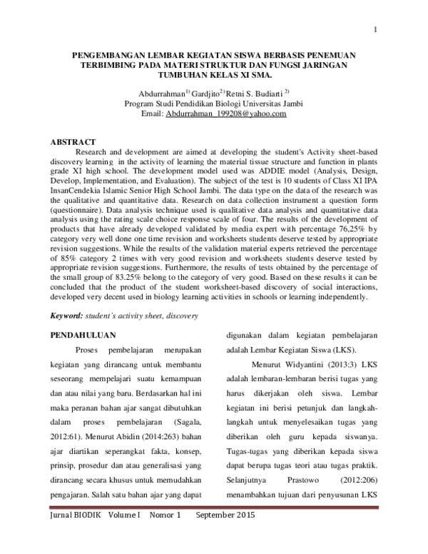 (PDF) Pengembangan Lembar Kegiatan Siswa Berbasis Penemuan Terbimbing ...