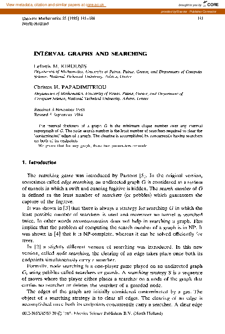 (PDF) Interval graphs and seatching | Lefteris Kirousis - Academia.edu